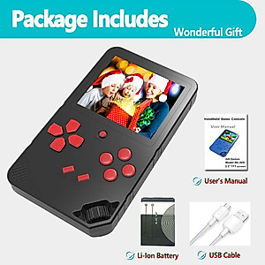 Douddy 16 Bit Handheld Game Console for Kids Adults Built in 220 HD Classic Electronic Games 3.0 Inches Screen USB Rechargeable Seniors Arcade Entertain Player (Black)