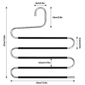 DOIOWN Clothes Hangers 5 Pieces Non Slip Space Saving Stainless Steel Closet Organizer for Pants Jeans Scarf(Upgrade Style)