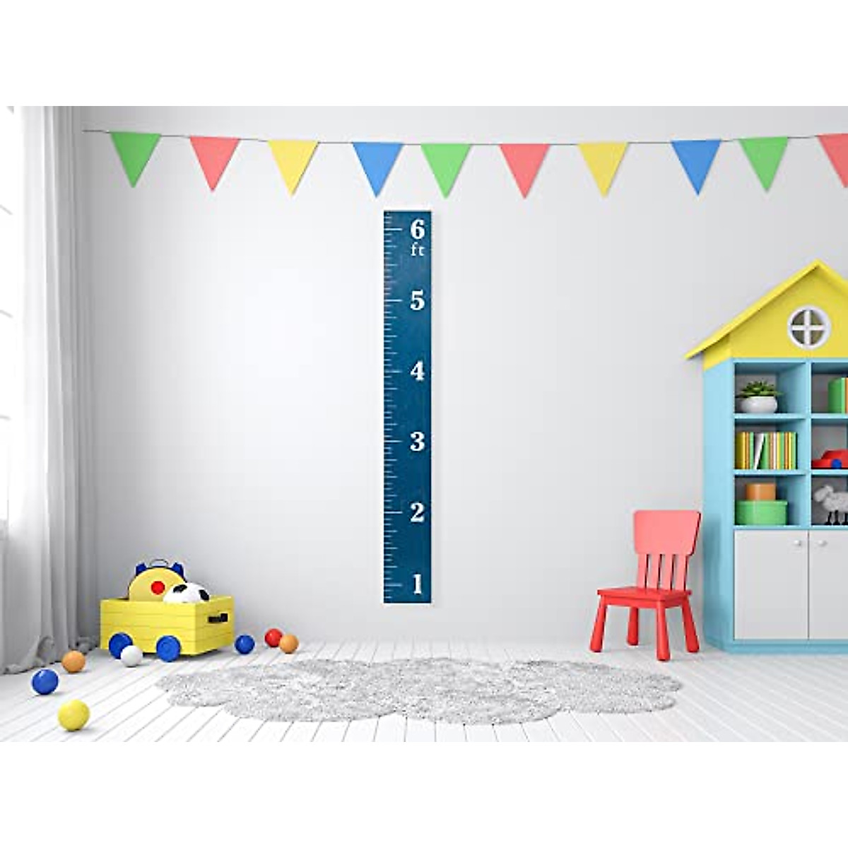 Creative Co-Op Growth Chart Ruler Wall Décor, 0.75" x 66.00", Blue