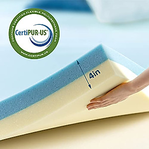 ZINUS 4 Inch Green Tea Cooling Gel Memory Foam Mattress Topper / Cooling Gel Foam / Pressure-Relieving Design / CertiPUR-US Certified, Full