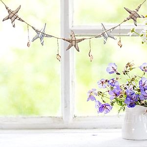 MAGICLULU Ocean Star Banner Garland Sea Shells Bunting Garland Under The Sea Themed Hanging Sign Mediterranean Coastal Nautical Party Decoration