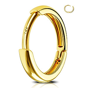 Jewseen 14K Gold Tiny Hoop Earrings Huggie Hoop Earrings 20G Small Endless Hinged Hoops for Earlobe 6mm 8mm 10mm Septum Hoop Septum Ring Cartilage Helix Earrings Nose Hoop for Women Men