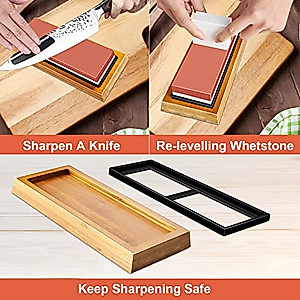 Sharpening Stone Whetstone Knife Sharpener Stone, Chefic 3000/8000 Grit Knife Sharpening Kit Wet Stone with Flattening Stone, Angle Guide, Non Slip Bamboo Base for kitchen, pocket knife sharpener
