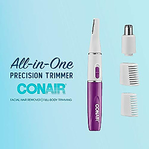 Conair Hair Trimmer for Women, Cordless Lithium-Powered Trimmer for Full Face or Body Trimming, Purple