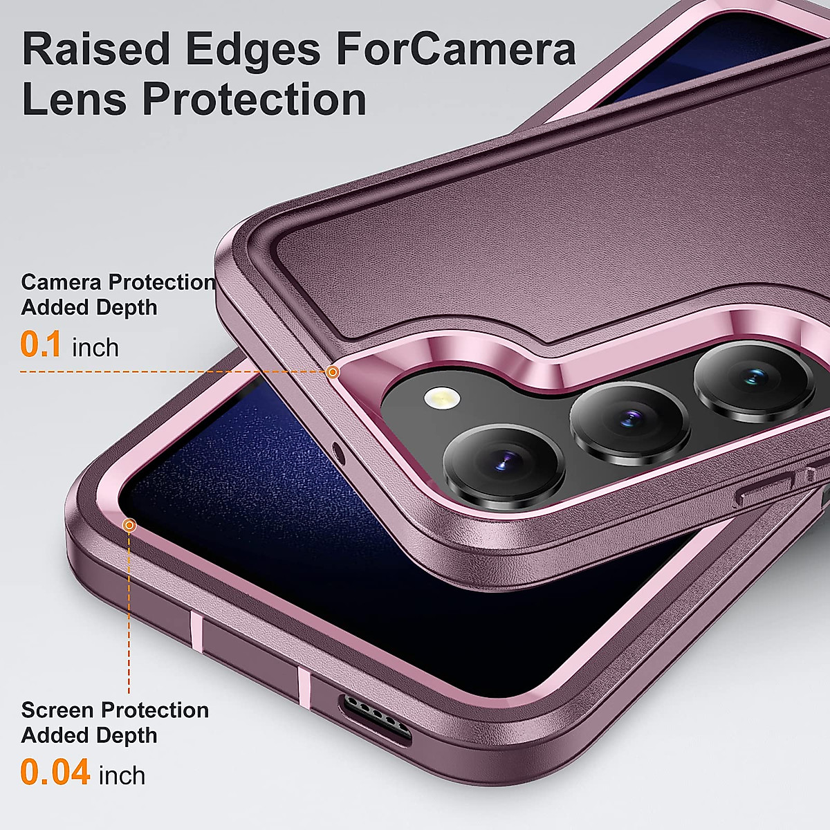 BaHaHoues Samsung Galaxy S23+ Plus Case, Shockproof/DropProof Military Grade Protective Cover with Built in Kickstand, Wireless Charging Compatible, Night Purple/Baby Pink