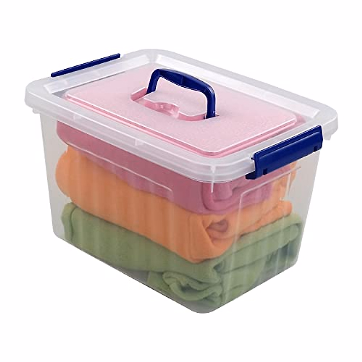 Morcte 10 L Plastic Lidded Storage Bin, Clear Storage Box, Pack of 6