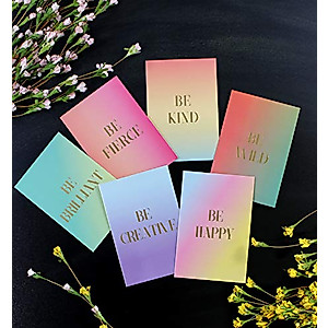 CAVEPOP Inspirational Greeting Cards Stationary Set, Thinking of You Encouragement Cards with Envelopes - 4 x 6 Inches - Pink, Blue and Purple Ombre with Gold Foil - 36 Pack (6 Designs)