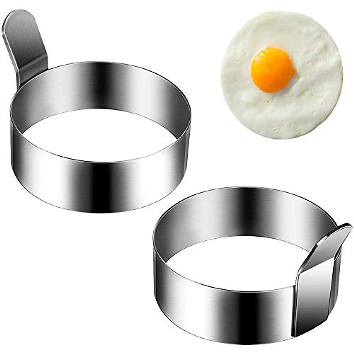 Winkeyes 4pcs 3.5 Inch Stainless Steel Round Pancake Rings Egg Rings, Non Stick Fried Egg Mold, Pancakes Maker Molds, Breakfast Egg Sandwich Cooker Maker (3.5inch)