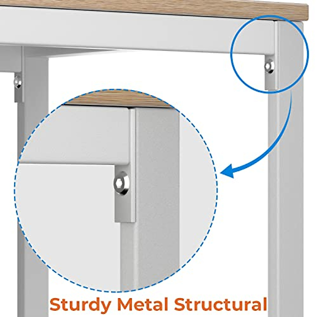 Coavas Computer Desk with Storage, Home Office Desk with Adjustable Shelves, Simple Style Writing Study Desk with Metal Frame, Modern Design PC Laptop Desk, 47 inch, Oak