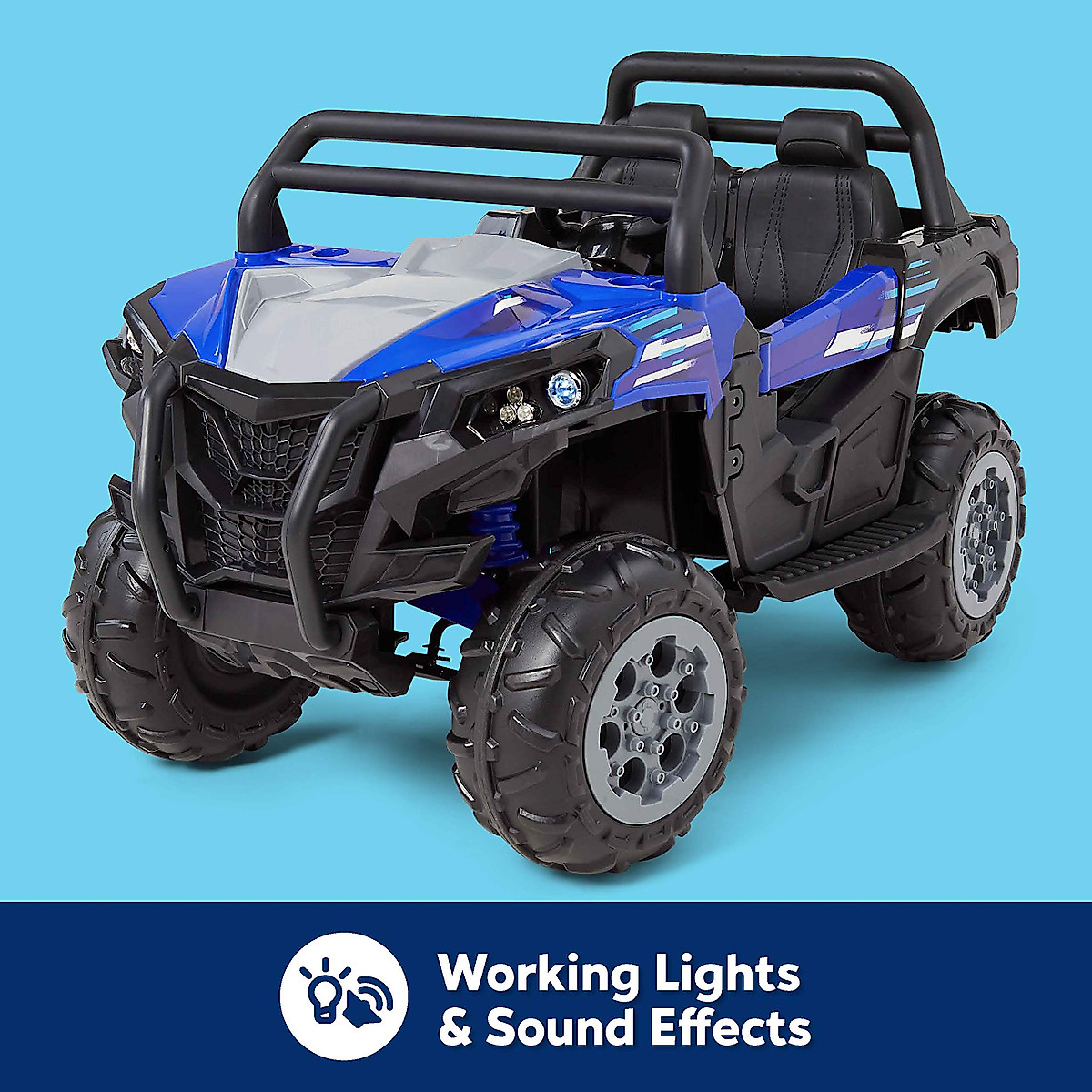 Kid Trax UTV Toddler/Kids Electric Ride On Toy, 12 Volt, 3-7 yrs Old, Max Weight 110 lbs, Single or Double Riders, Blue