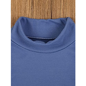 YiZYiF Kids Base Layer Tops Thermal Underwear Boys Girls Long Sleeve Mock Neck Winter Warm Shirts Baselayer T-Shirts Blue 9-10 Years