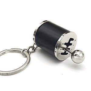 stymart Shifter Gear Keychain, 6 Speed Gear Box Shifter Keychain Key chain Ring, Mini Car Gear Shift Stick Knob Keyring, Car Key Fob Keychain Accessories(Black)
