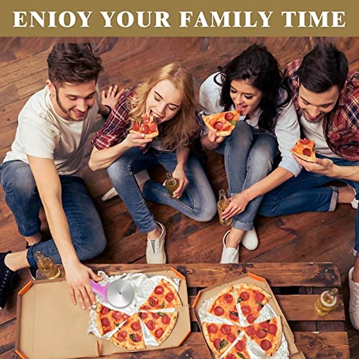 4" Pizza Cutter Wheel,Stainless Steel Large Pizza Cutter with Cover, Super Sharp Pizza Slicer-Dishwasher Available,Smooth Rotating Large Pizza Wheel Cutter Safe with Healthy Material (Rosy, 4 inch)