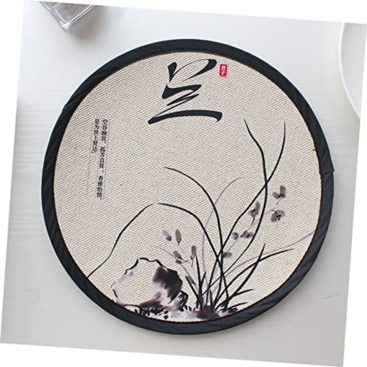 Didiseaon Jute Mat Round Placemats Photo Coasters Desk Mat for Desktop 2pcs Decorative Coasters Wedding Party Placemats Fashions Placemats Home Placemats Round Design Coasters Table Decor