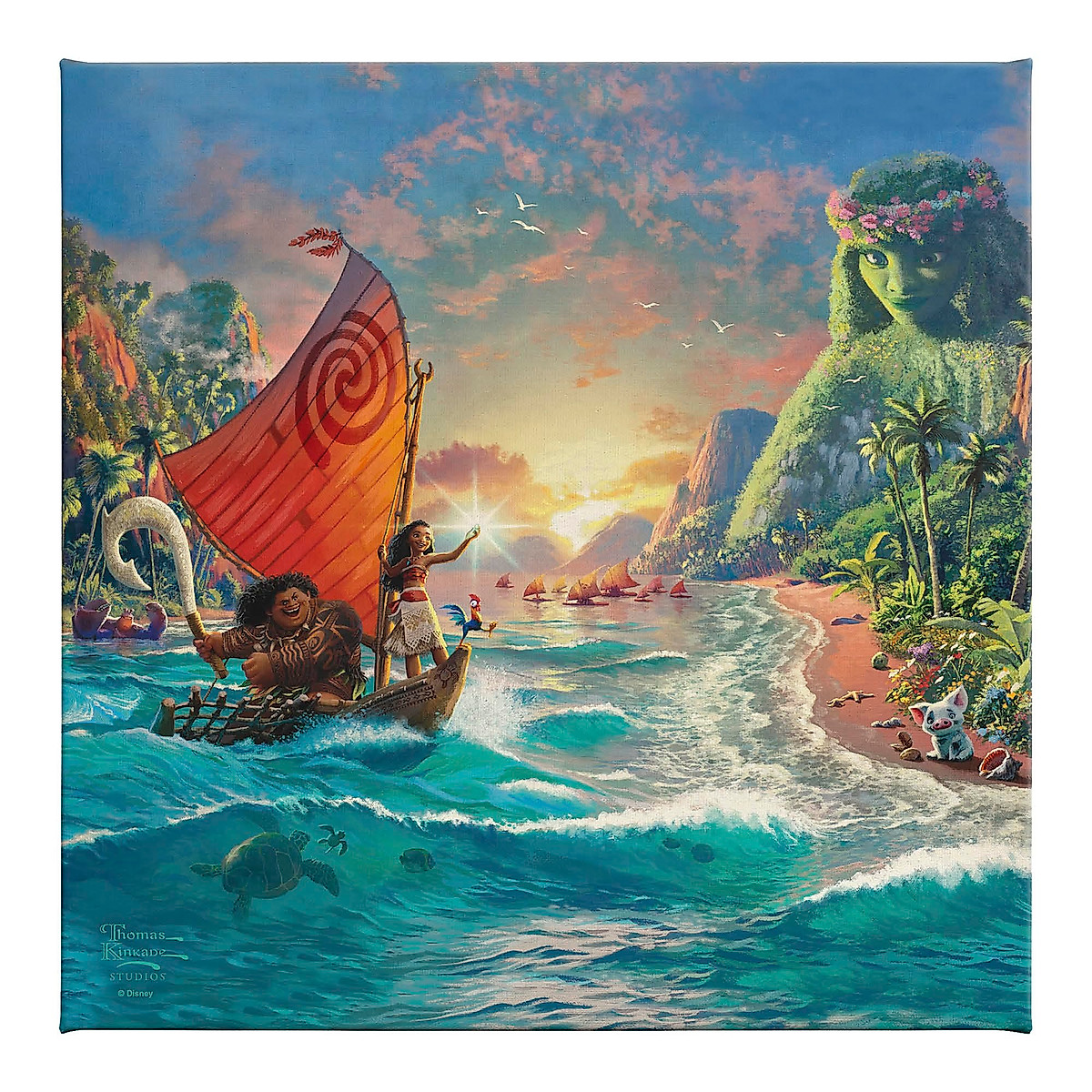 Thomas Kinkade Disney Moana Gallery Wrapped Canvas - Canvas Art | Frameless Wall Art | Certificate of Authenticity Included, 8" x 10"