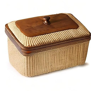Teng Jin Rectangular with Lid Handmade Nantucket basket Cane staves finely-woven home-storage-baskets-and-containers Arts,Decorative Storage Baskets for Shelves