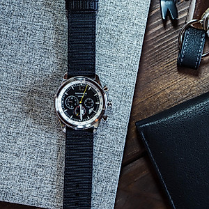 BARTON WATCH BANDS 22mm Black - Two-piece Military Style Ballistic Nylon Watch Straps