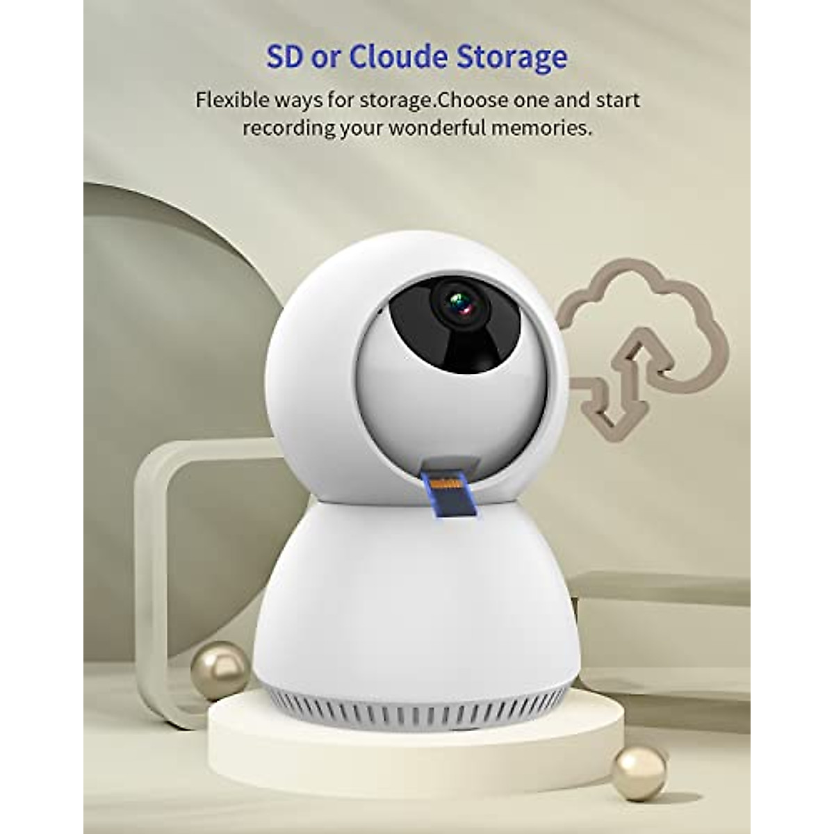 ZJX WiFi Camera Indoor, Pet Camera with Phone APP, 1080P Home Security Cam for Dog/Cat/Baby/Elder/Nanny, 2-Way Talk, Motion Tracking, Motion and Sound Detection, Compatible with Alexa White IC-03