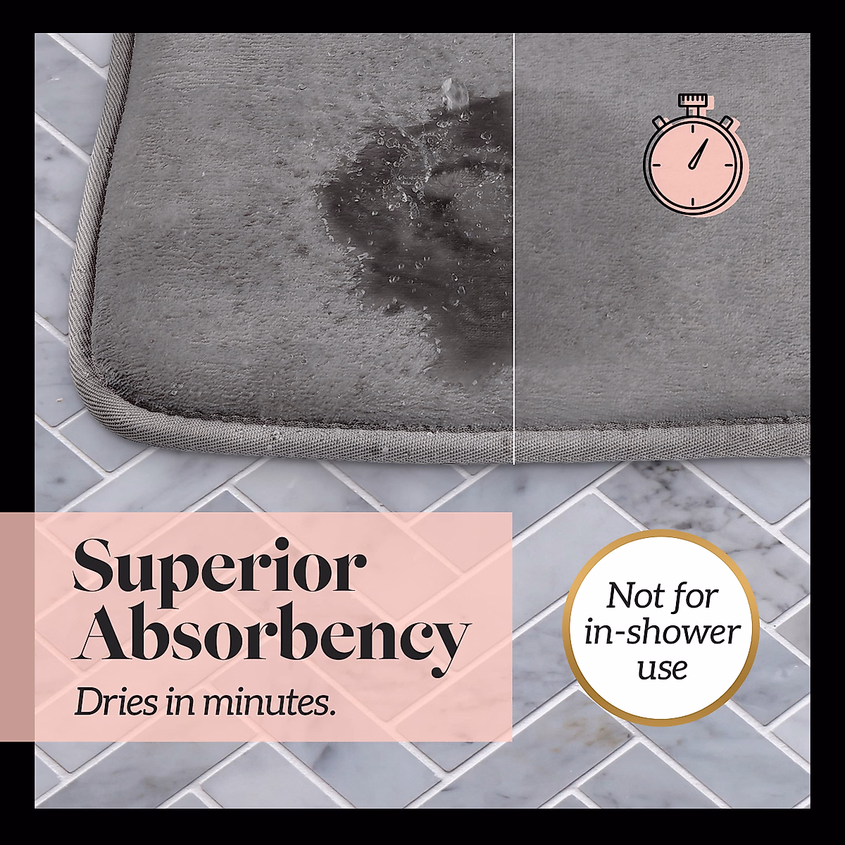 Genteele Memory Foam Bath Mat Non Slip Absorbent Super Cozy Velvet Bathroom Rug Carpet (20 inches X 32 inches, Grey)