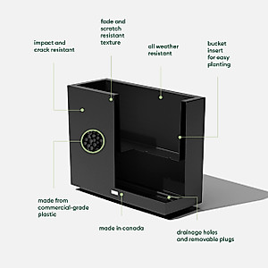 Veradek Block Series Span Plastic Planter - Tall Rectangular Planter for Indoor or Outdoor Patio/Porch | Durable All-Weather with Removable Insert Bucket | Modern Design for Plants, Flowers, Garden
