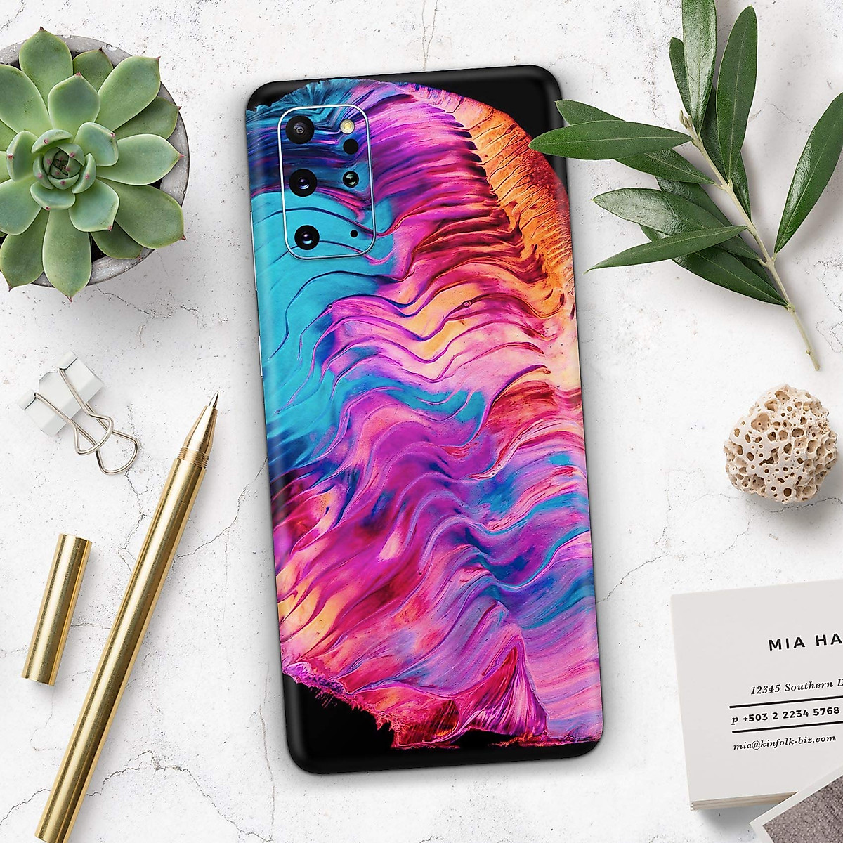 DesignSkinz Liquid Abstract Paint V2 Protective Vinyl Decal Wrap Skin Cover Compatible with The Samsung Galaxy S20 (Screen Trim & Back Glass Skin)