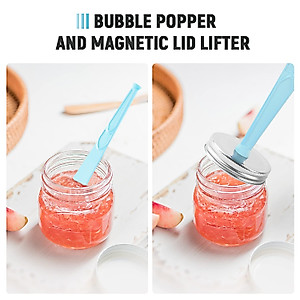 Pisol 2 Pieces Canning Tools Kit, 3 In 1 Magnetic Lid Lifter Jar Lid Lifter and Canning Bubble Popper Bubble Remover Measurer Canning Tools, Canning Supplies