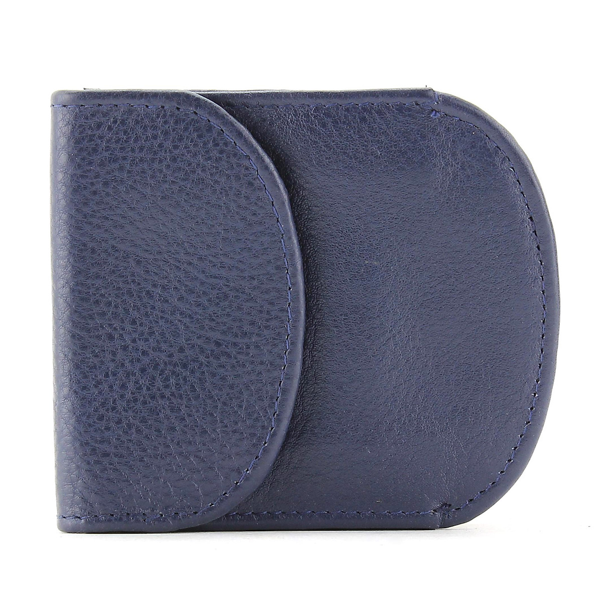 Leather Impressions Minimalist Card Holder for Everyday Style - Long lasting Card Wallet Featuring Two Card Slots And a Snap Pocket Closure With Strong Push Button- Fine Stitched Women Wallet (Navy)