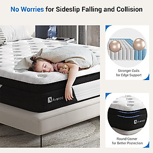 Avenco King Mattress 10 Inch, Hybrid Mattress King Medium Firm, King Mattress in a Box with Gel-Infused Memory Foam & Pocketed Springs, Motion Isolation, Breathable Knit Fabric, Strong Edge Support