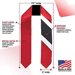 Vision Wear Trinidad Tobago Flag Graduation Sash/Stole International Study Abroad Adult