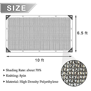 Garden Shade Cloth for Plants 6.5 x 10 FT 70% Plant Shade Cover from Sun, Shade Tarp for Plants Heat Protection, for Garden, Backyard, Patio, Greenhouse, Pergola (Black 6.5x10ft)