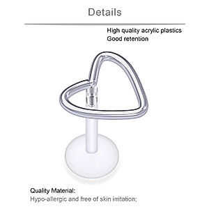 SCERRING 16g Lip Rings Clear Acrylic Flexible Labret Monroe Lip Rings Nail Tragus Helix Earrings Studs Ring Medusa Piercing Jewelry Retainer 8mm 16PCS