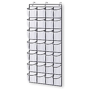 KEETDY 28 Large Clear Over The Door Shoe Rack and Door Shoe Organizer with 8 Deep Pockets