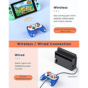 VIVEFOX Switch Lite Controller, Wireless Pro Controller for Switch Switch Lite Cartoon Kitten Switch Gamepad Supports Wake-up, Turbo, Gyro Axis, Dual Shock and Audio Jack Mabel