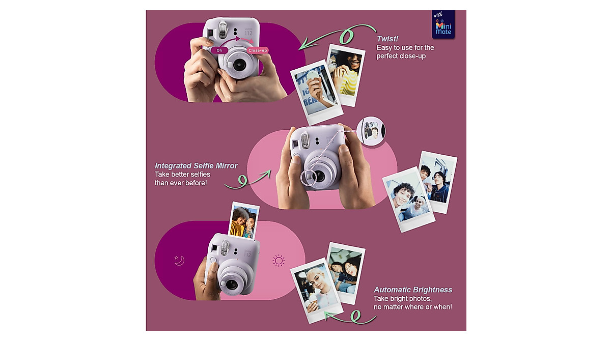 Fujifilm Instax Mini 12 Camera Lilac Purple Bundle | Instant Prints ...