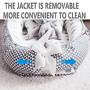 Baby Lounger for Co Sleeping Newborn Lounger Cover Sleeper Baby Sleeping Bed, 100% Soft Breathable Newborn Lounger Nest for 0-12 Months Infant Lounger Floor (B3-Lake Blue Rabbit)