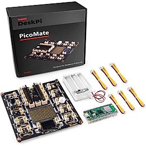 GeeekPi Pi Pico W Board with DeskPi PicoMate for Raspberry Pi Pico W, DeskPi PicoMate Expansion Board,Breakout Module Board for Raspberry Pi Pico W