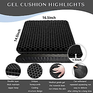 Aiouarc Gel Seat Cushion for Long Sitting, Desk Chair Cushion, Pain Relief Cushion, Office Chair Cushion, Cushion Tailbone Pain, Wheelchair Cushion, Car Seat Cushion, Chair Cushion