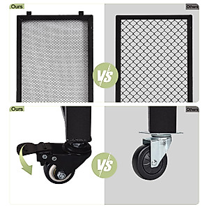 GREZJXC 5-Tier Metal Shelving with Wheels and 12 Hook, Rolling Storage Shelves Foldable Shelves,Wire Shelving.Heavy Steel Material Pantry Shelves Holds up to 1250 lbs