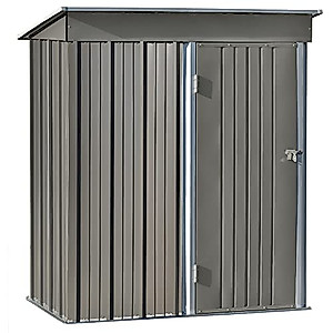 LUMISOL 5 x 3 FT Outdoor Storage Shed, Heavy Duty Metal Shed with Lockable Door, Tool Garden Shed Waterproof Storage House for Backyard, Patio, Lawn (Gray)