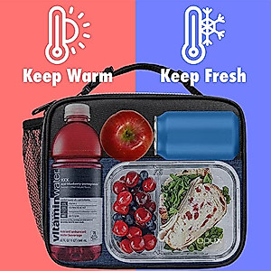 OPUX Insulated Lunch Box for Kids, Boys, Girls | Soft Leakproof Lunch Bag for Men Women | Reusable Durable Thermal Lunch Pail for School Work Office | Fit 6 Cans (Navy)