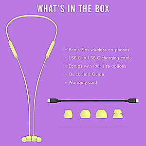 Beats Flex Wireless Earbuds – Apple W1 Headphone Chip, Magnetic Earphones, Class 1 Bluetooth, 12 Hours of Listening Time, Built-in Microphone - Yuzu Yellow