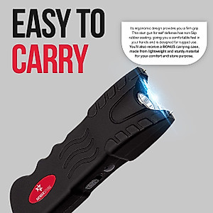 Avenger Defense Stun Gun for Self Defense with LED Flashlight Protection Device (ADS-80B)- (Dark Black)