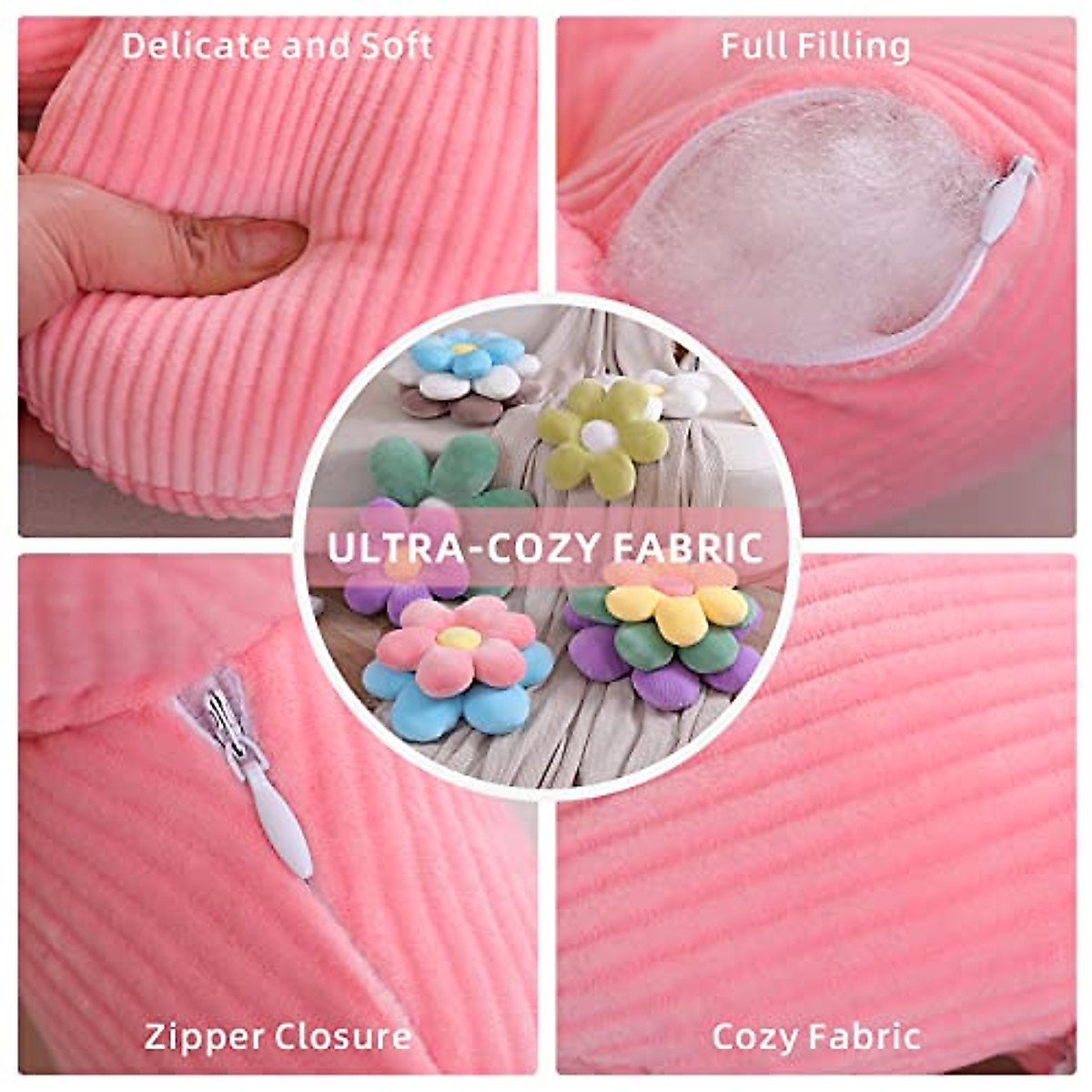 Baiyuruodie Flower Pillow Bed Pillow Round Pillow Decorative Pillow Car Pillow Standard Pillows Home Chair Pads (40cm(15.7 in), Creamy-White)