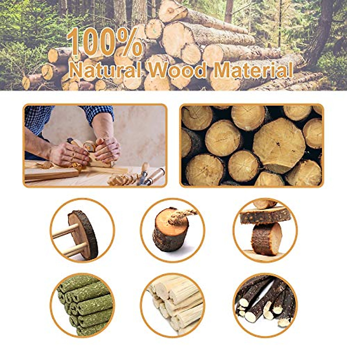 10Pcs Guinea Pig Toy Bunny Toy, Chinchilla Snacks Toys, Hamster Chew Toy, Organic Natural Apple Wood Dumbells for Gerbil, Hamster, Rabbit, Small Animal Molar Accessories Supplies for Teeth Grinding