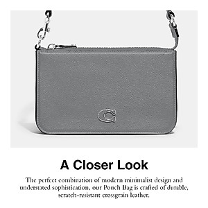 COACH Pouch Bag in Crossgrain Leather, Grey Blue