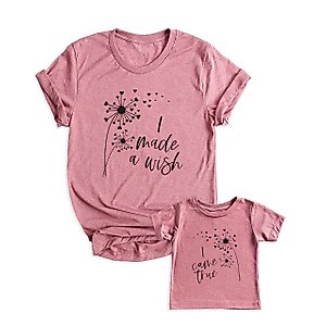 Mom and Daughter Matching Outfits I Made a Wish Mommy and Me Shirts Mom and Baby Matching Shirt
