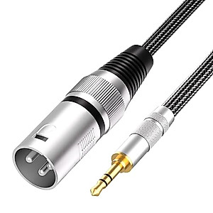 tisino 3.5mm to XLR Cable Unbalanced Mini Jack 1/8 inch to XLR Male Adapter Microphone Cord - 10ft/3m