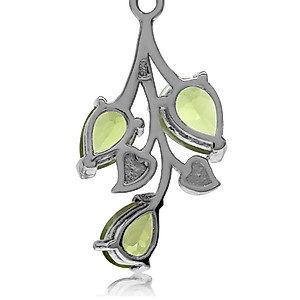 Silvershake 2.76ct. Natural Green Peridot 925 Sterling Silver Leaf Pendant with 18 Inch Chain Necklace
