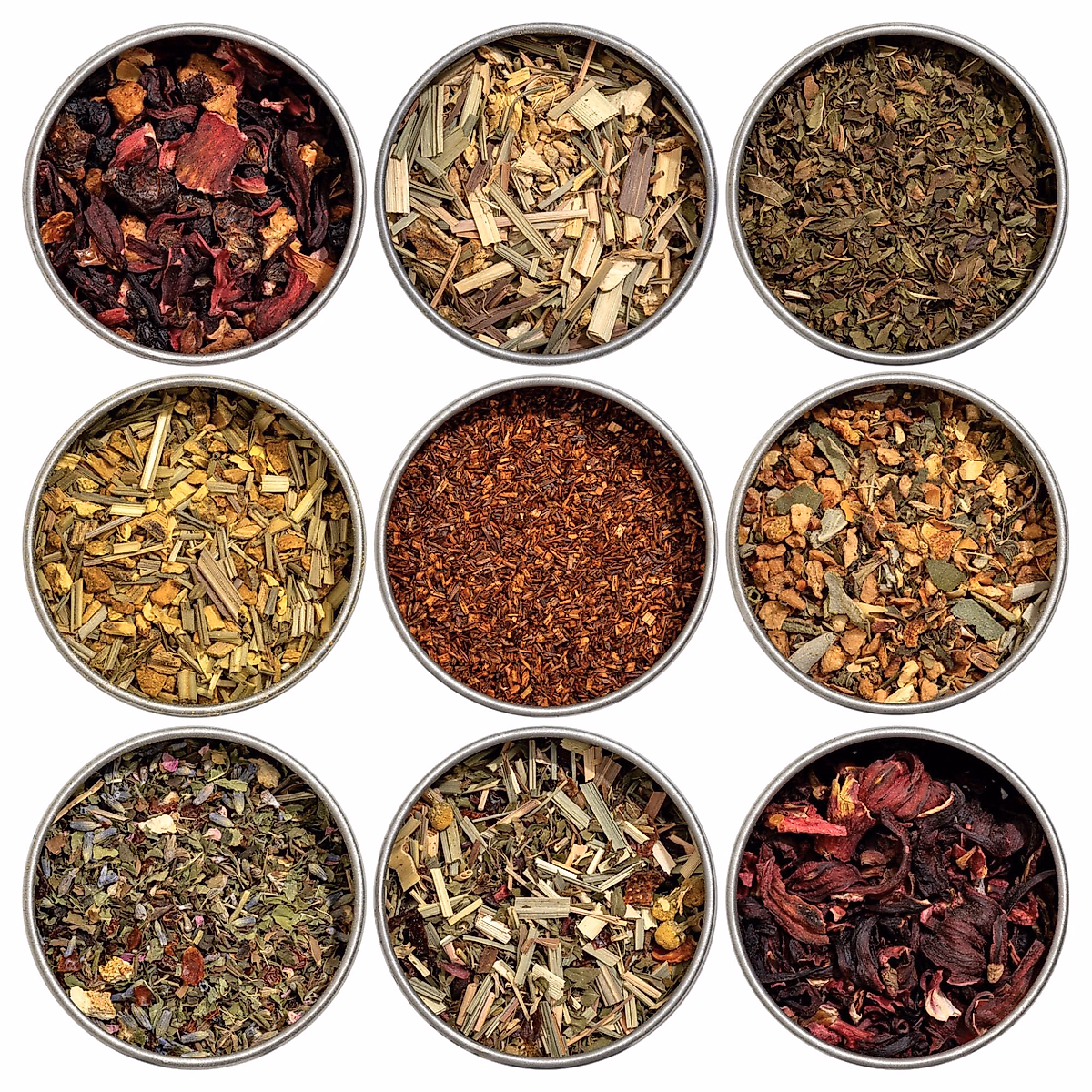 Heavenly Tea Leaves Organic Loose Leaf Herbal Tea Sampler (Approx. 90 Cups of Tea), 9 Naturally Caffeine-Free Tisanes - Great Hot or Iced, Gifts for Her, Health & Immune Support