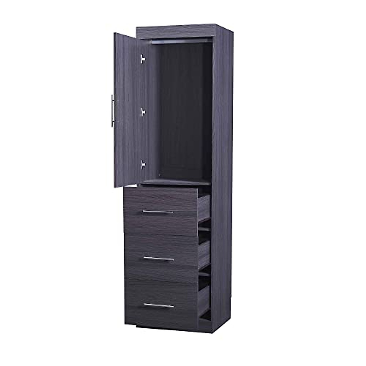 ATY Twin Size Murphy Bed with Wardrobe and Drawers, Wood Storage Bedframe Can be Folded into a Cabinet, Bedroom Furniture, Save Space Design, No Box Spring Required, Gray